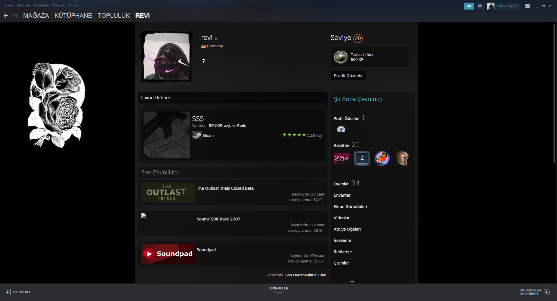 20 LEVEL DOLU VACSIZ STEAM HESABI - 1116116 | İtemsatış