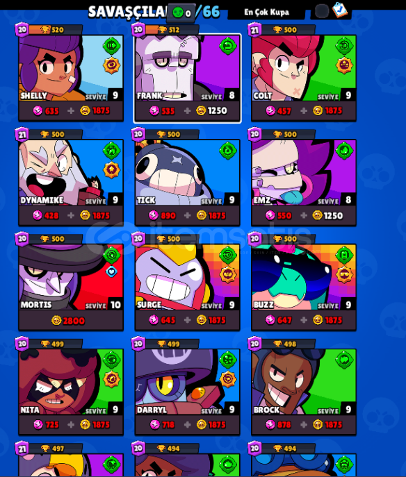 BRAWL STARS 20K LEON,CROW,SPIKE 54 CHARACTERS - 1469956 | İtemsatış