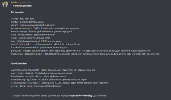 OwO Hunting Bot V14 Captcha Korumalı !!! | İtemsatış OwO Hunting Bot V14 Captcha Korumalı !!! | İtemsatış