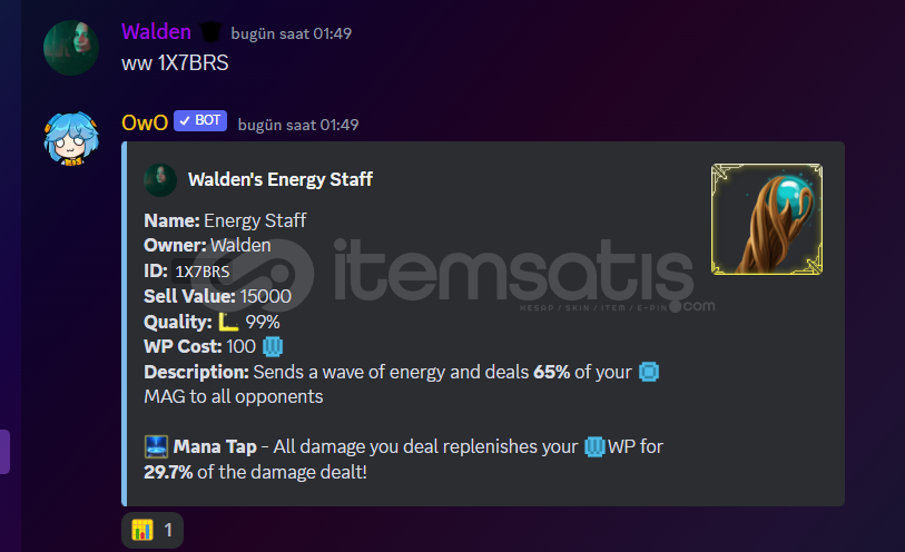 DISCORD OWO BOT ACCOUNT - 1518772 | İtemsatış