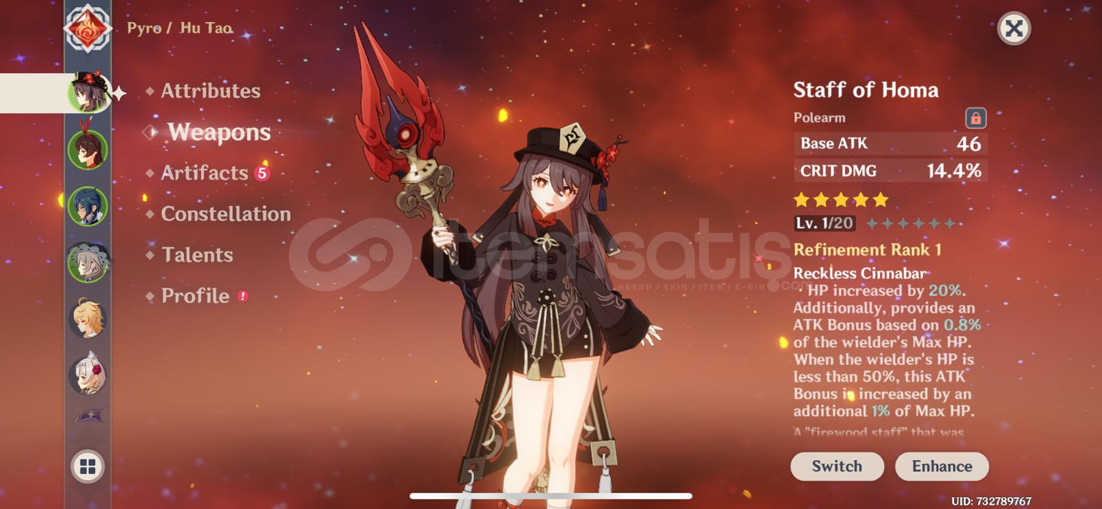 Hu Tao + Staff of Homa + Aqua Simulacra AR: - 1358252 | İtemsatış