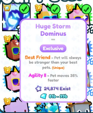 Pet Simulator X Huge Storm Dominus - 1660282 | İtemsatış