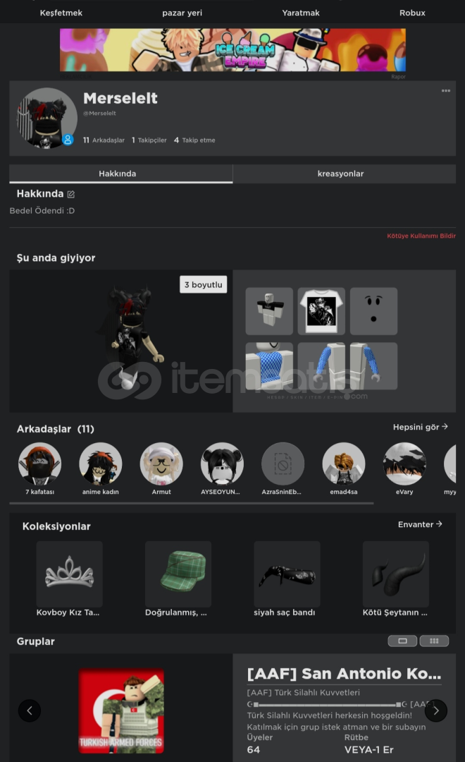 with robux Roblox hesabi (2480 total robux) | İtemsatış